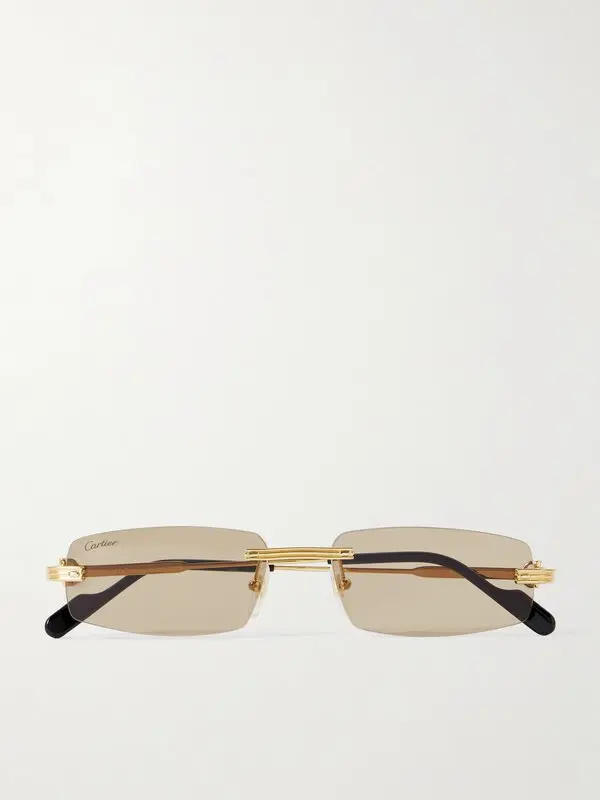 CARTIER Première De Rimless Rectangular Sunglasses - Gold
