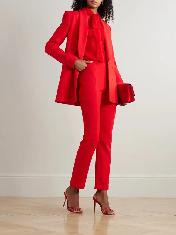 Carolina Herrera Tie-neck Ruffled Silk-chiffon Blouse