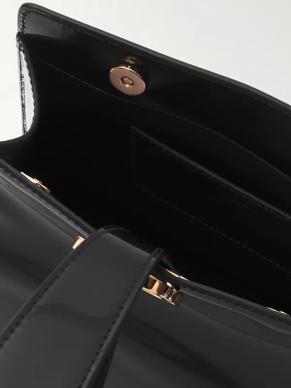 FERRAGAMO Mini Glossed-leather Clutch - Black