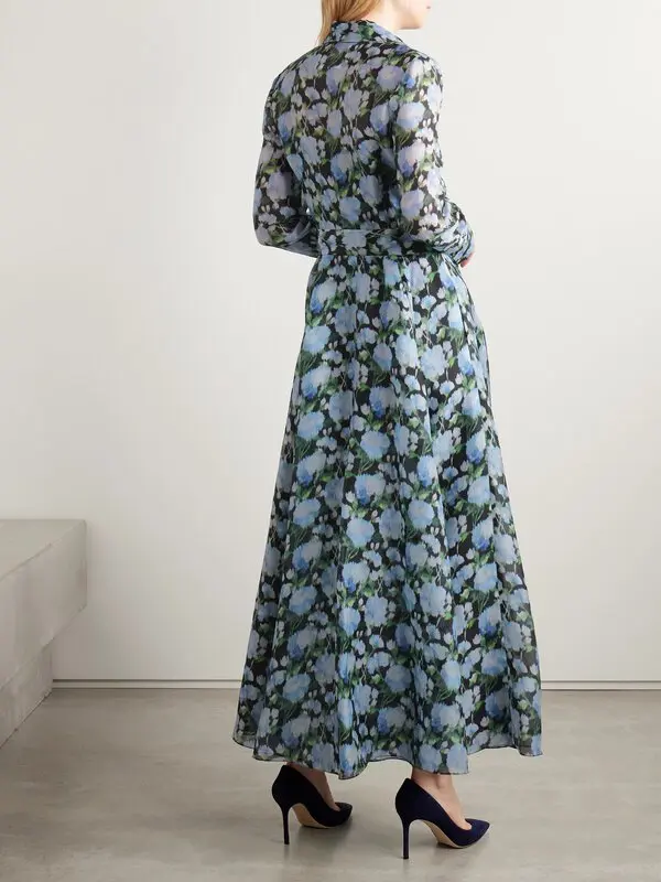 carolina herrera blue floral dress Midnight Floral Embroidered Strapless Gown main image 1