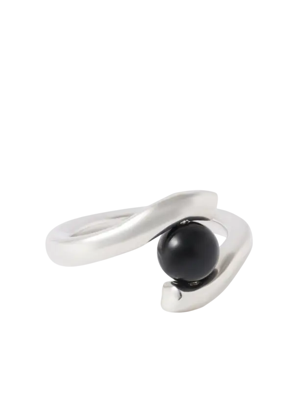 Agmes Claire Recycled Sterling And Onyx Ring - Silver