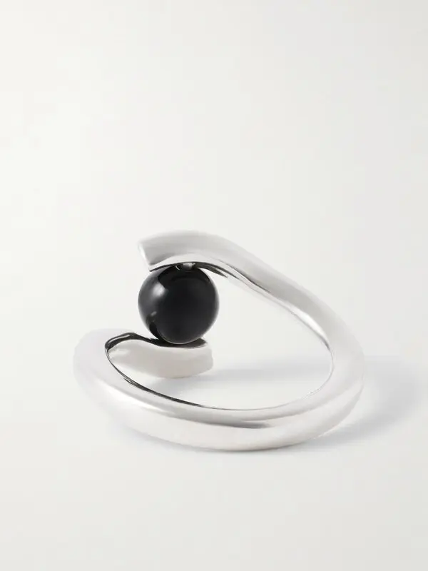 Agmes Claire Recycled Sterling And Onyx Ring
