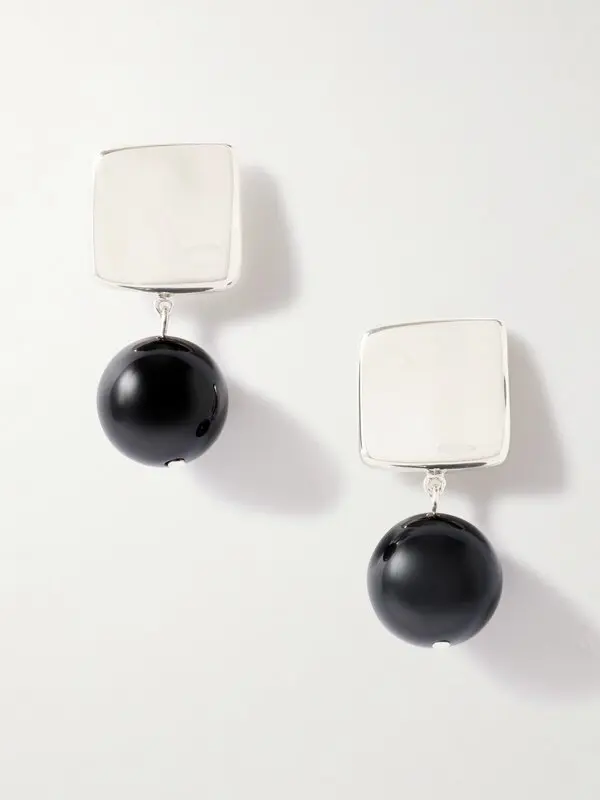 Agmes Luca Onyx Earrings - Silver