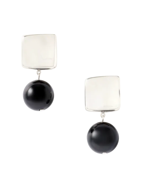 Agmes Luca Onyx Earrings - Silver