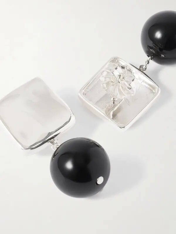 Agmes Luca Onyx Earrings - Silver