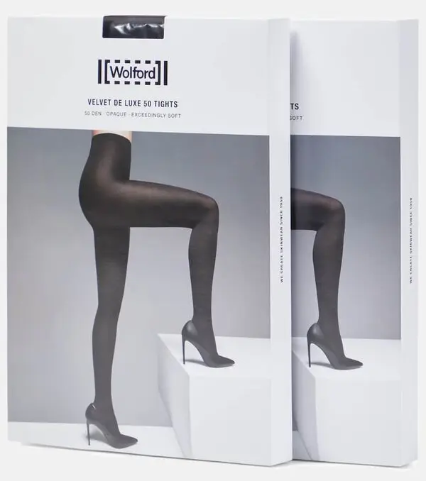 Wolford Velvet De Luxe 50 Tights Set Of 2 - Black