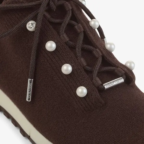 JIMMY CHOO Veles Cashmere Knit Trainers - Chocolate
