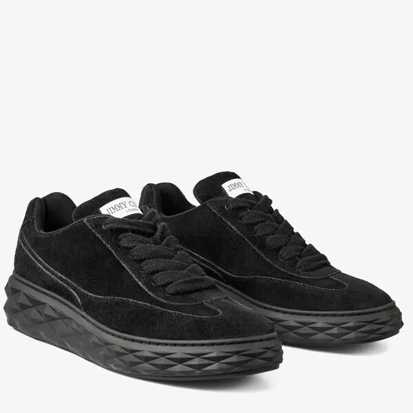 JIMMY CHOO Diamond Maxi Retro Velvet Suede Trainers - Black