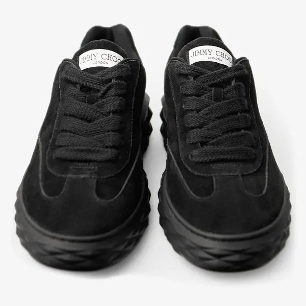 JIMMY CHOO Diamond Maxi Retro Velvet Suede Trainers - Black