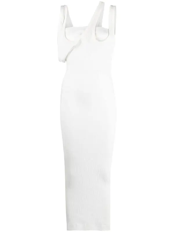 Attico Ribbed Jersey Midi Dress - White