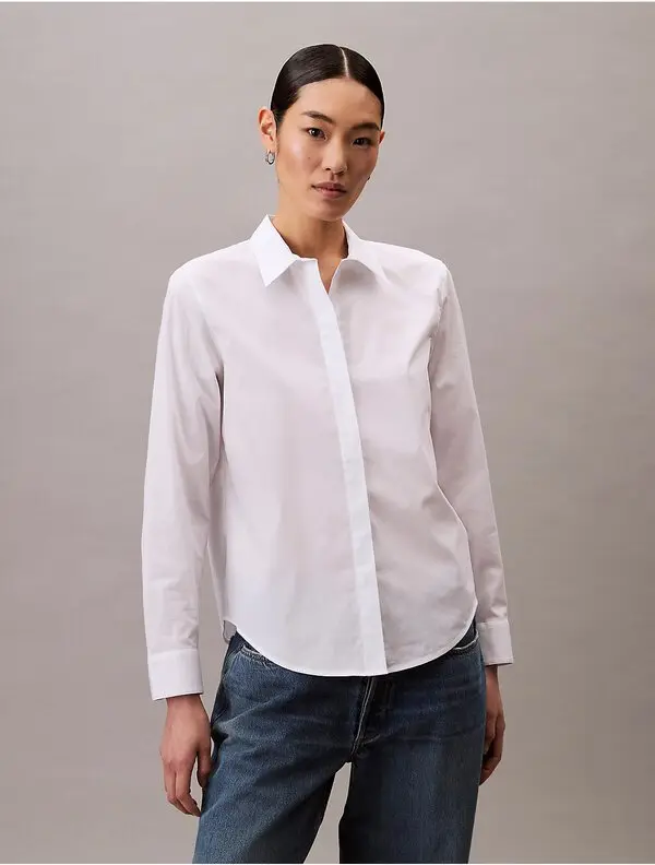 Calvin Klein Cotton Poplin Stretch Relaxed Button-down Shirt - Brilliant White