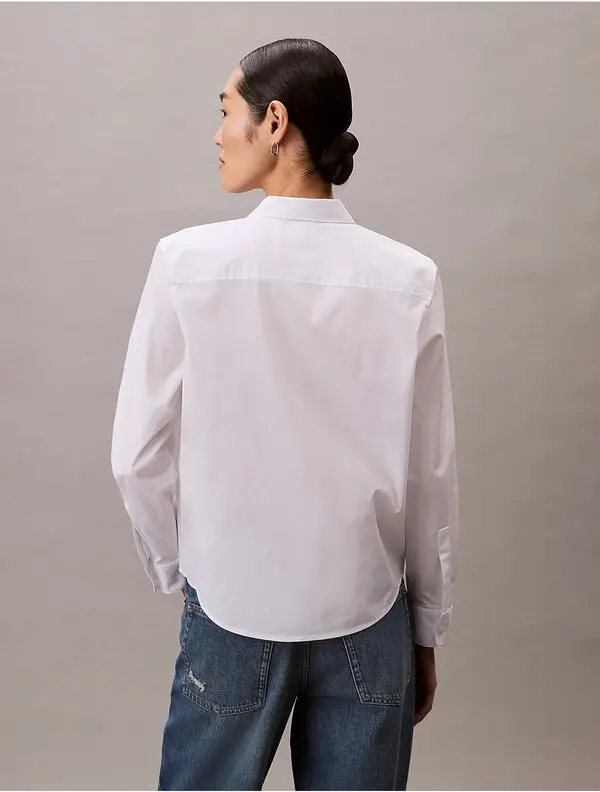 Calvin Klein Cotton Poplin Stretch Relaxed Button-down Shirt - Brilliant White