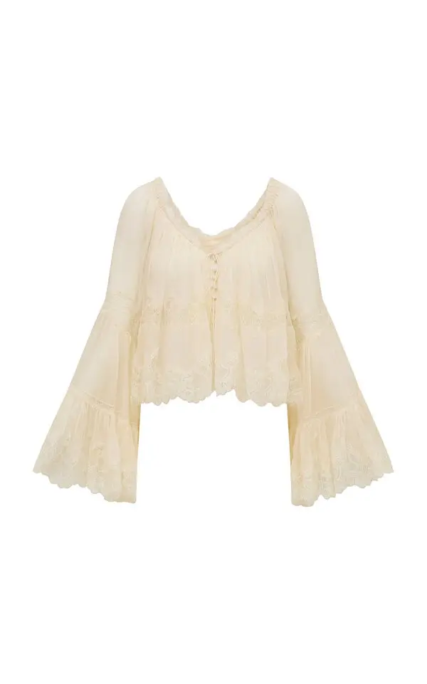 LoveShackFancy Darline Chiffon Silk Top