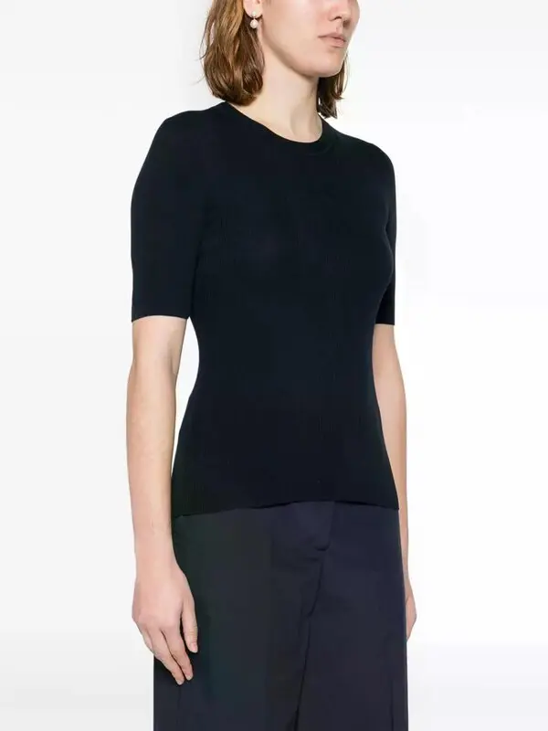 P.a.r.o.s.h Ribbed-knit Short-sleeve Top - Blue