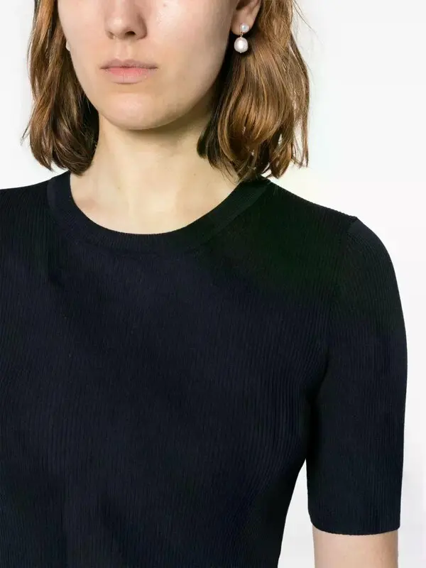 P.a.r.o.s.h Ribbed-knit Short-sleeve Top - Blue
