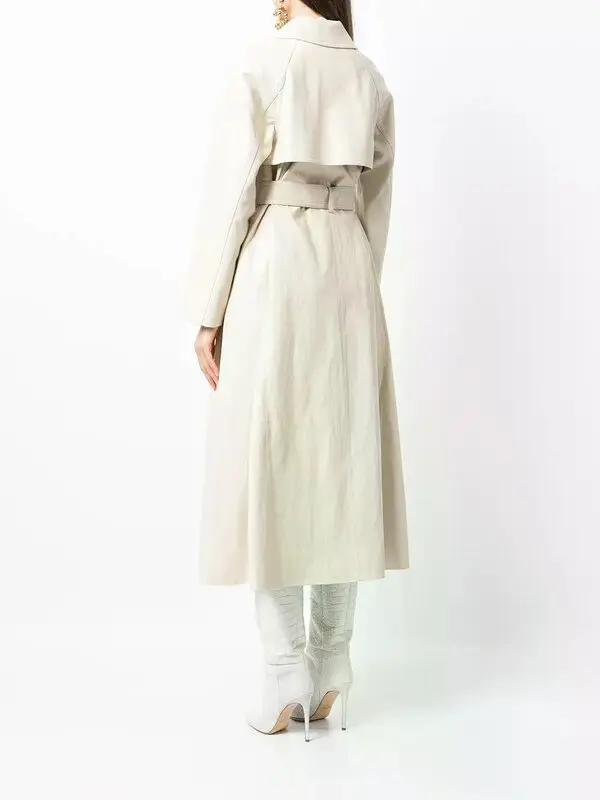 Goen.j Faux-leather Belted Trench Coat