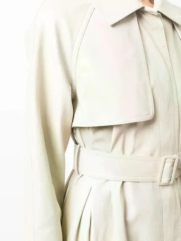 Goen.j Faux-leather Belted Trench Coat