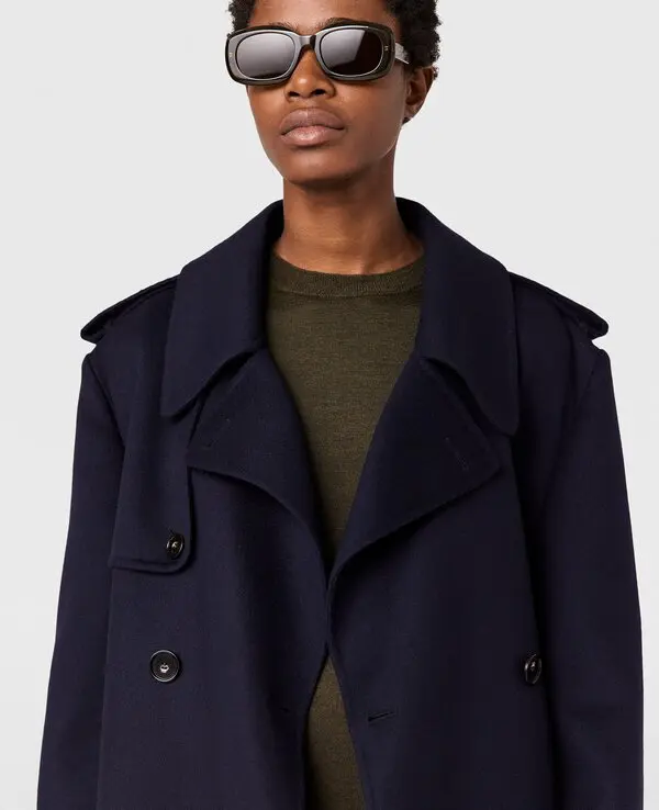 Stella McCartney Double-breasted Wool Trench Coat - Ink