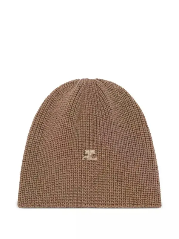 COURREGES Ribbed-knit Beanie - Brown