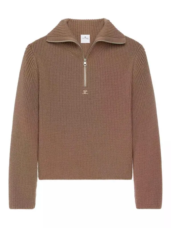 COURREGES Half-zip Ribbed-knit Sweater