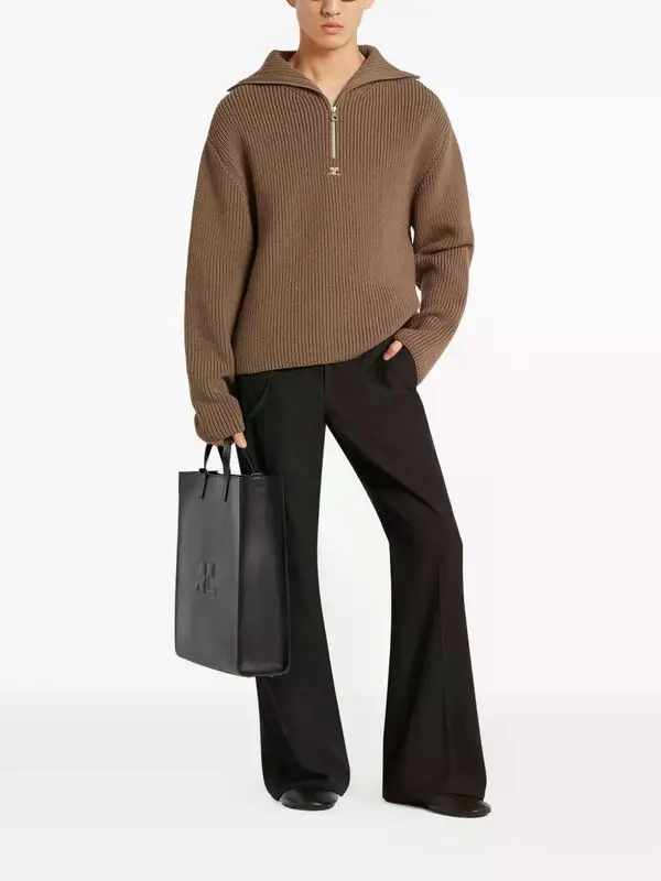 COURREGES Half-zip Ribbed-knit Sweater