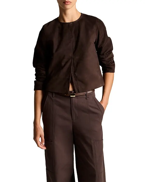 Vince Cropped Suede Jacket - Iron