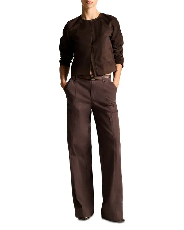 Vince Cropped Suede Jacket - Iron
