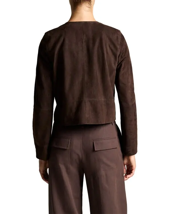 Vince Cropped Suede Jacket - Iron