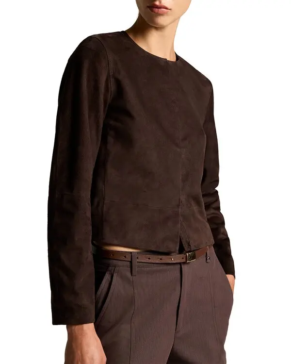 Vince Cropped Suede Jacket - Iron