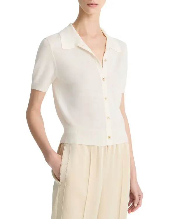 Vince Collared Button Up Top - Off White