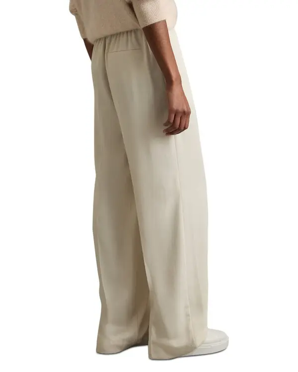 REISS Petite Wide Leg Trousers - Cream