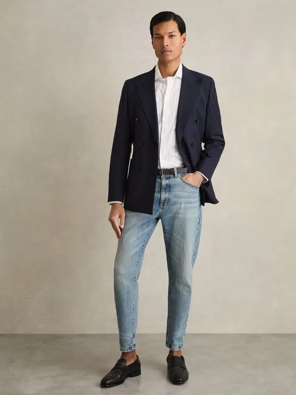 REISS Mayfair Cotton Cutaway Collar Stripe Shirt