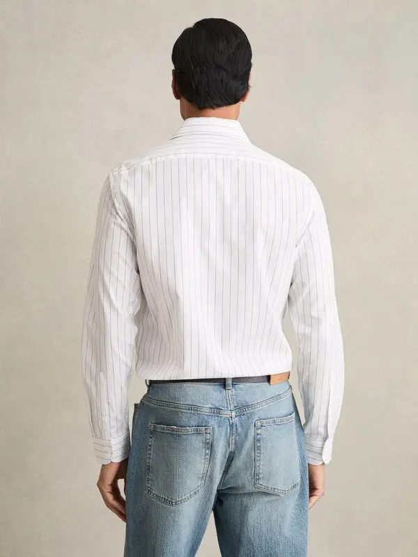 REISS Mayfair Cotton Cutaway Collar Stripe Shirt