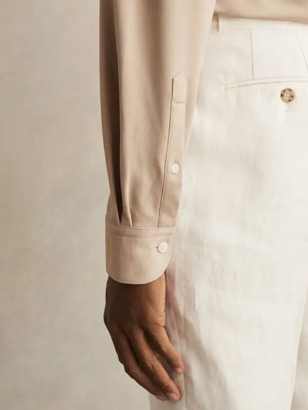 REISS Bobby Modal Blend Cutaway Collar Shirt - Mink