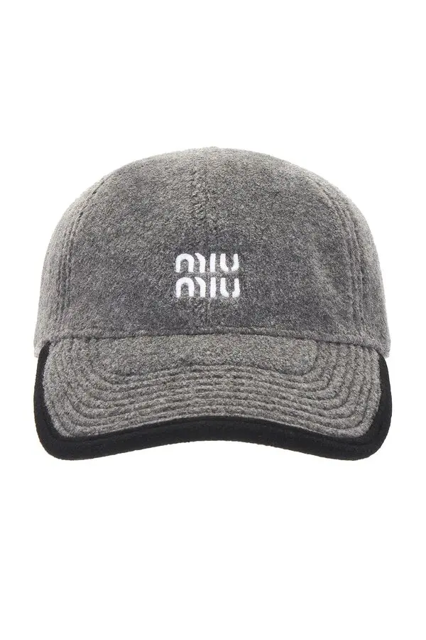 Miu Miu Drill Washed Bicolore Baseball Cap - Grigio