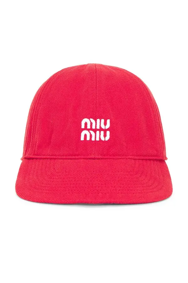 Miu Miu Denim Baseball Hat - Rosso & Tabacco