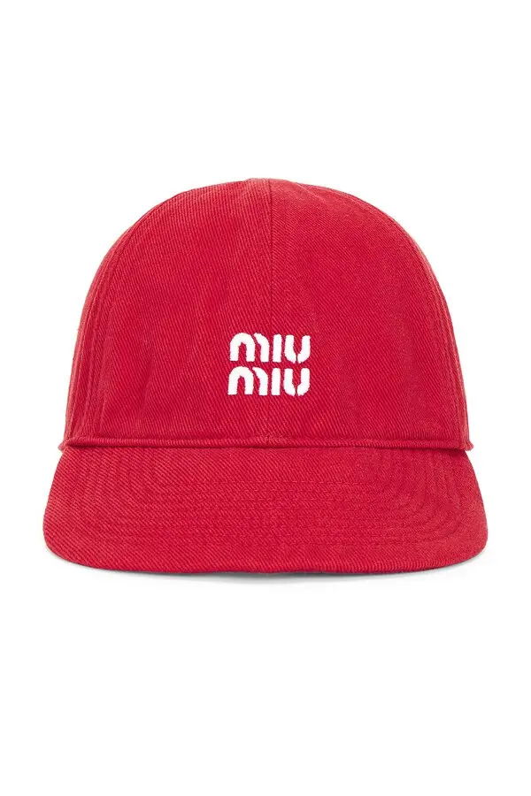 Miu Miu Denim Baseball Hat - Rosso & Tabacco
