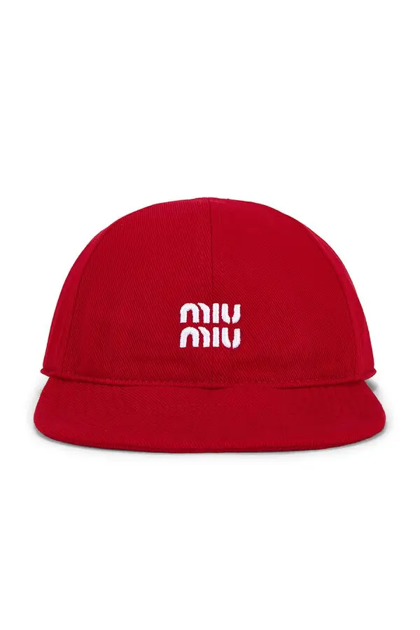 Miu Miu Denim Baseball Hat - Rosso & Tabacco
