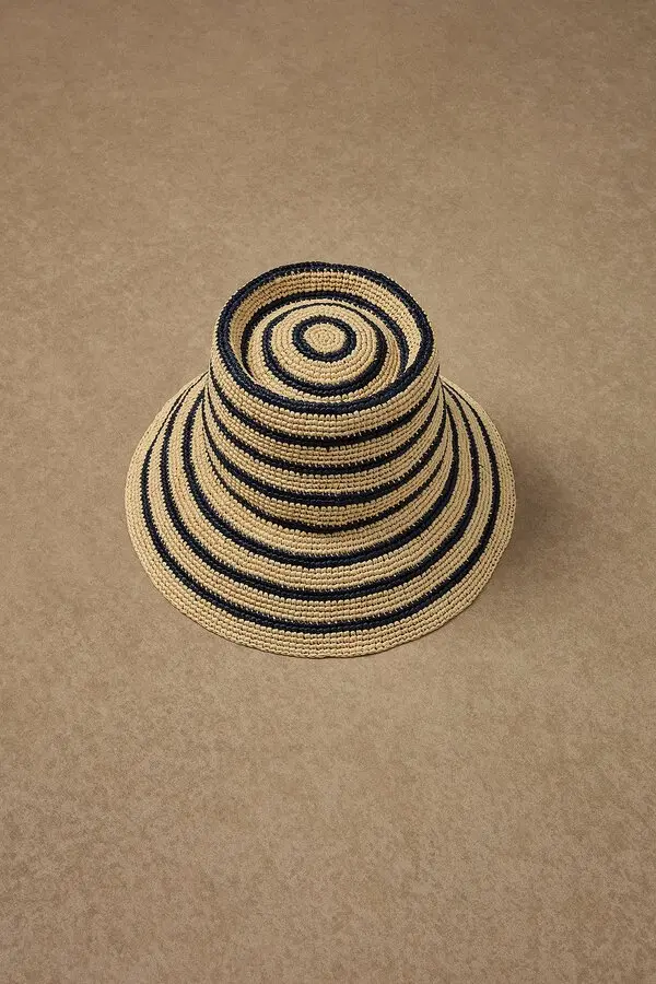 Janessa Leoné Harbor Straw Hat - Navy & Natural