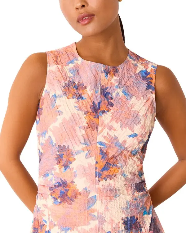 Whistles Petite Floral Textured Midi Dress - Pink/multi