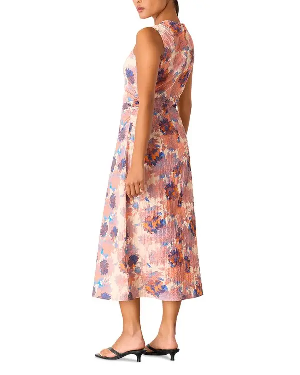 Whistles Petite Floral Textured Midi Dress - Pink/multi