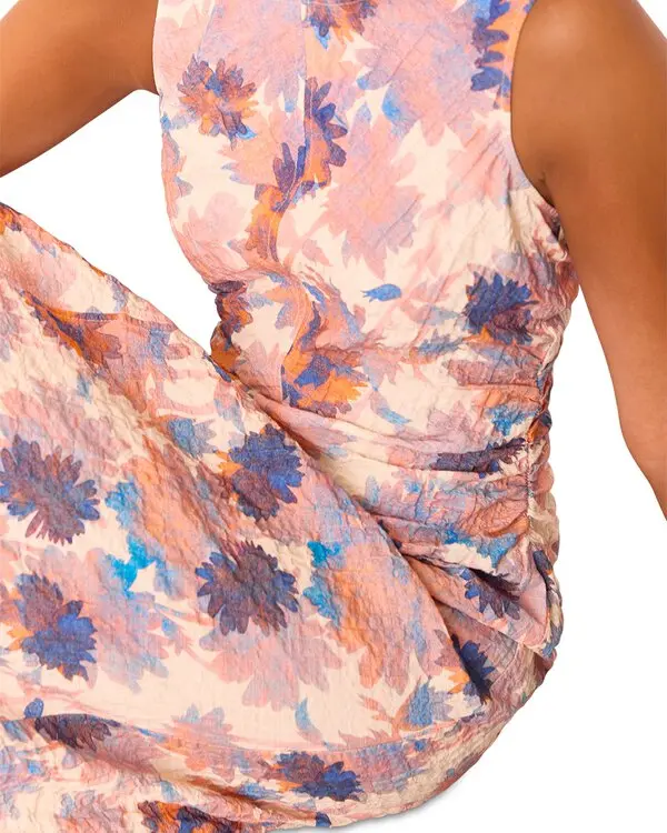 Whistles Petite Floral Textured Midi Dress - Pink/multi