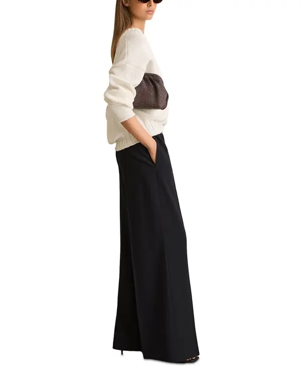 REISS Wilde Wide Leg Trousers - Navy