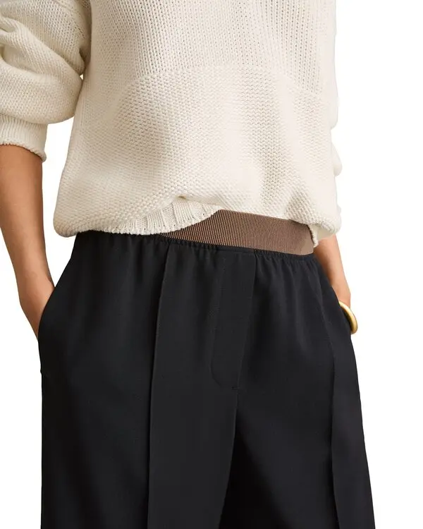 REISS Wilde Wide Leg Trousers - Navy