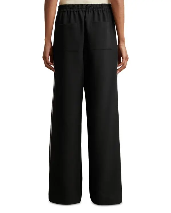 REISS Side Stripe Wide Leg Trousers - Black