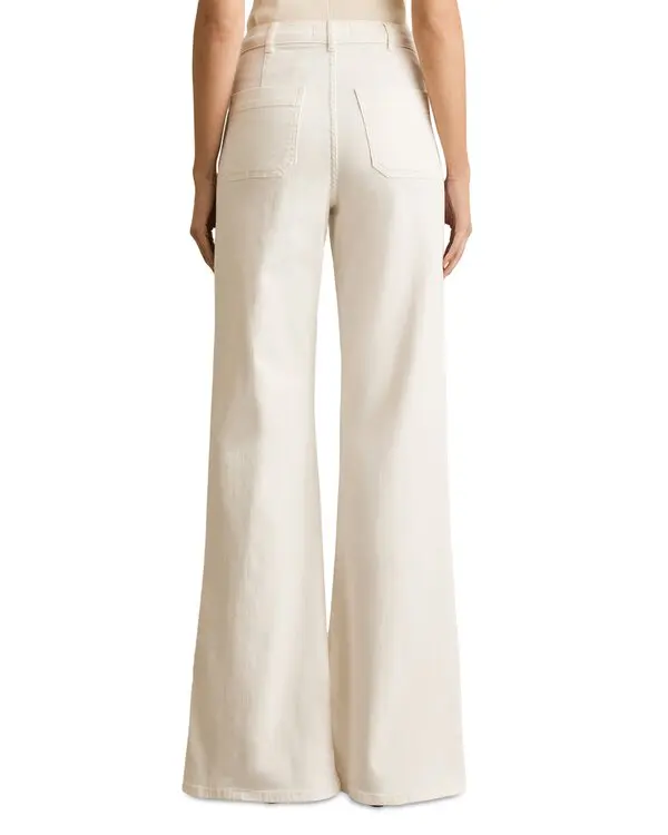 REISS Sakura Flare Patch Pocket Jeans - Ecru