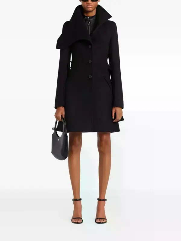 COURREGES Asymmetric-lapel Button-up Coat - Black