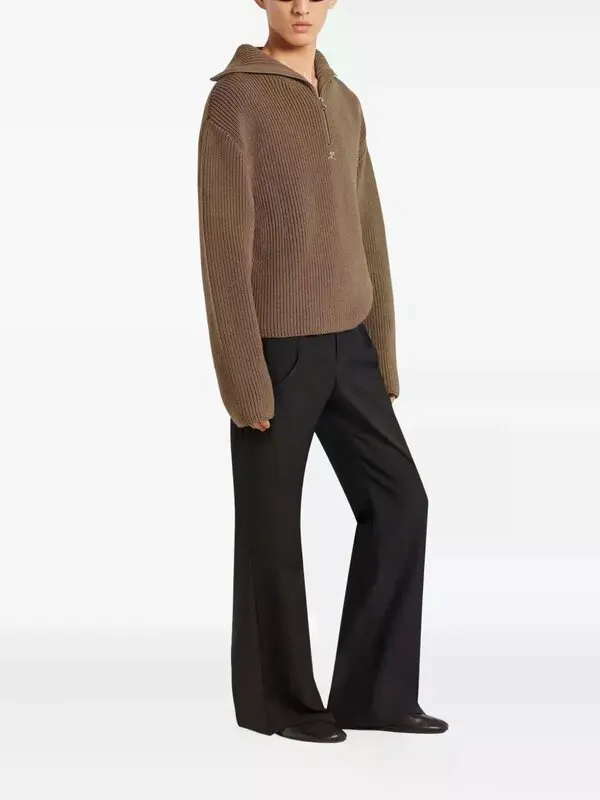 COURREGES Half-zip Ribbed-knit Sweater