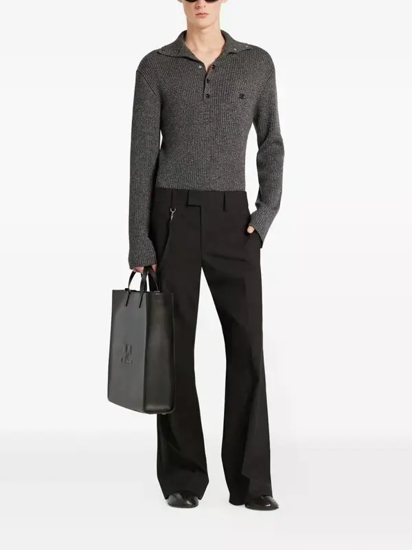 COURREGES Ribbed-knit Polo Top