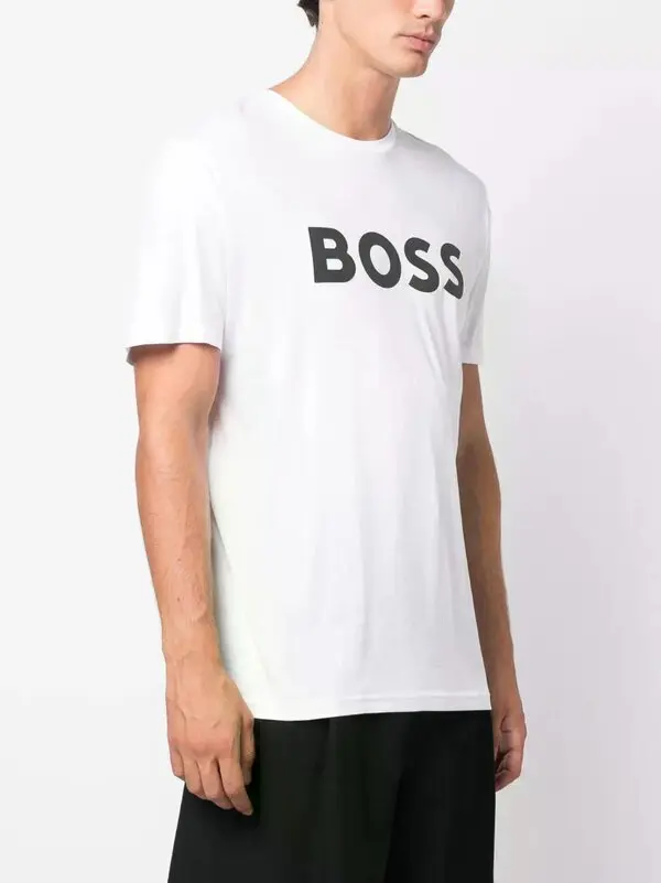 BOSS Cotton-jersey T-shirt With Large Logo Print - White